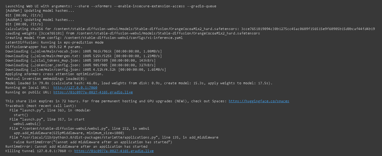 Not launching · Issue #86 · camenduru/stable-diffusion-webui-colab · GitHub