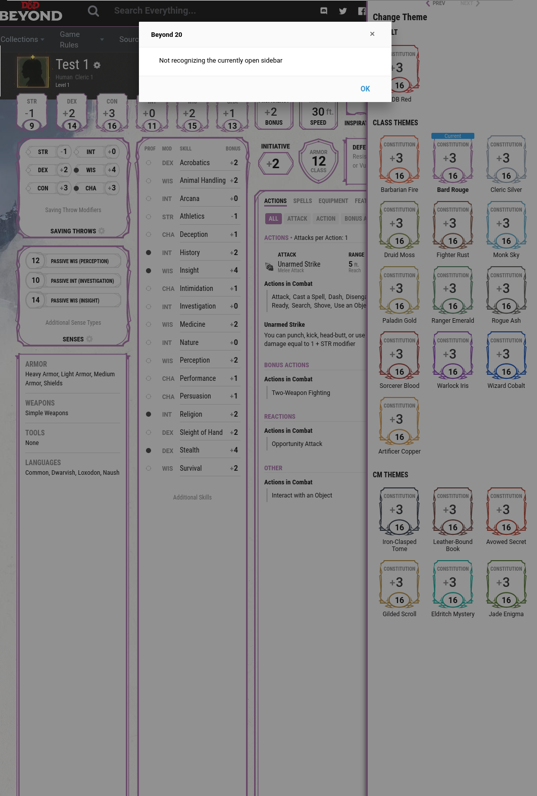 Not recogizing open sidebar when changing themes. · Issue #710 · kakaroto/Beyond20 · GitHub