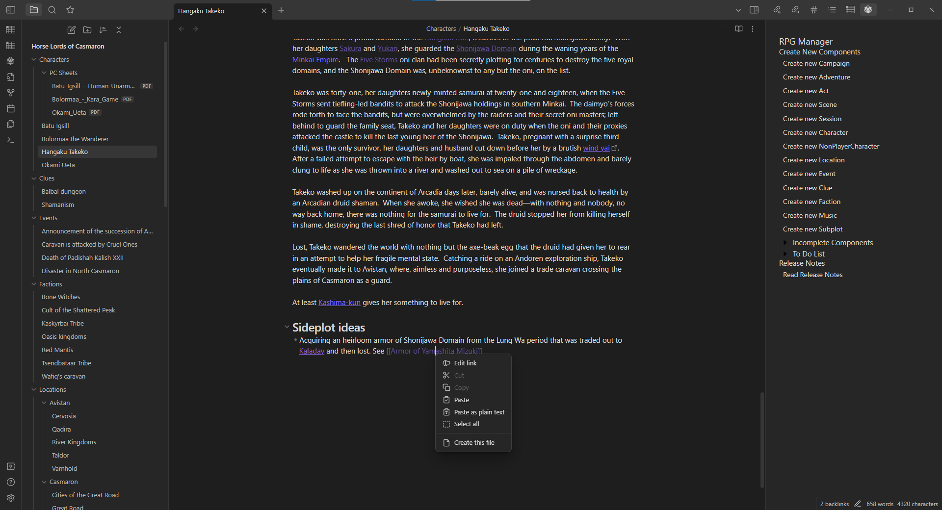 [FEATURE] Create RPG Manager-formatted note from right-clicking a broken link · Issue #238 ...