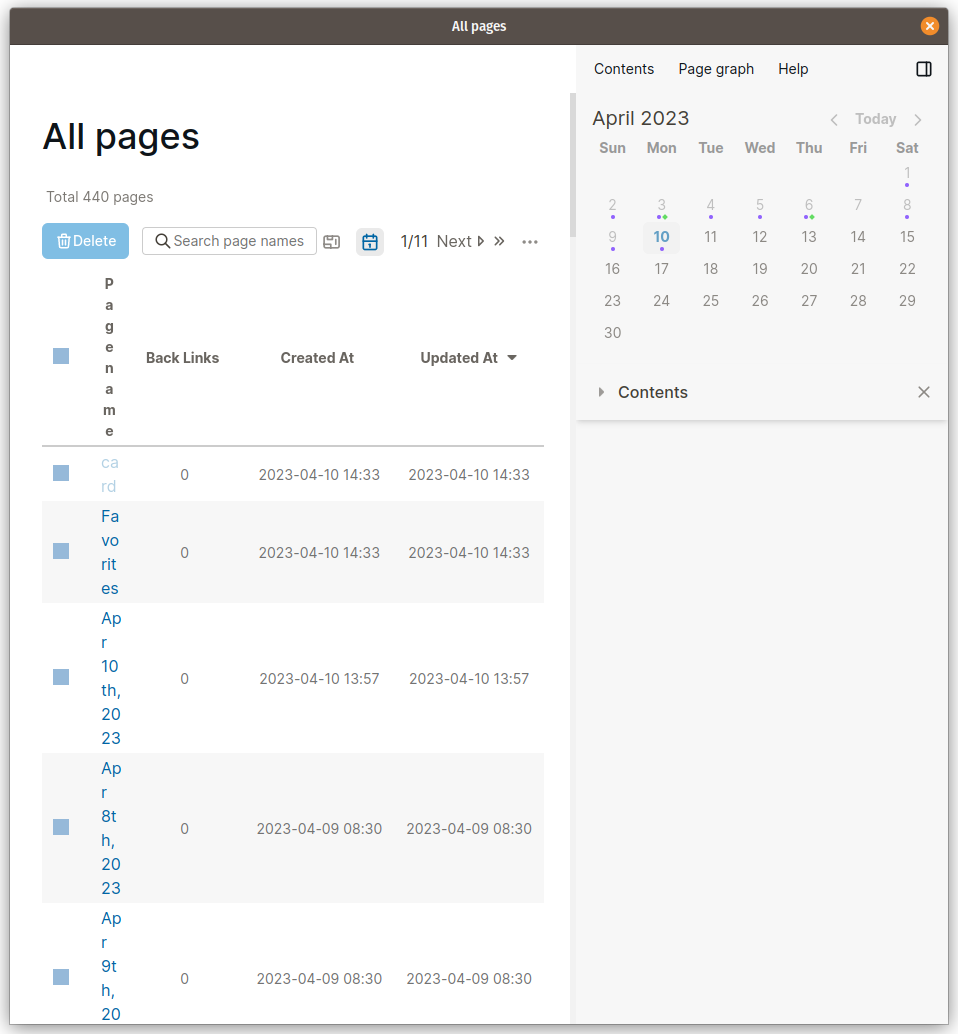 Issue with viewing the names of pages in All pages when side bars are open in small logseq ...