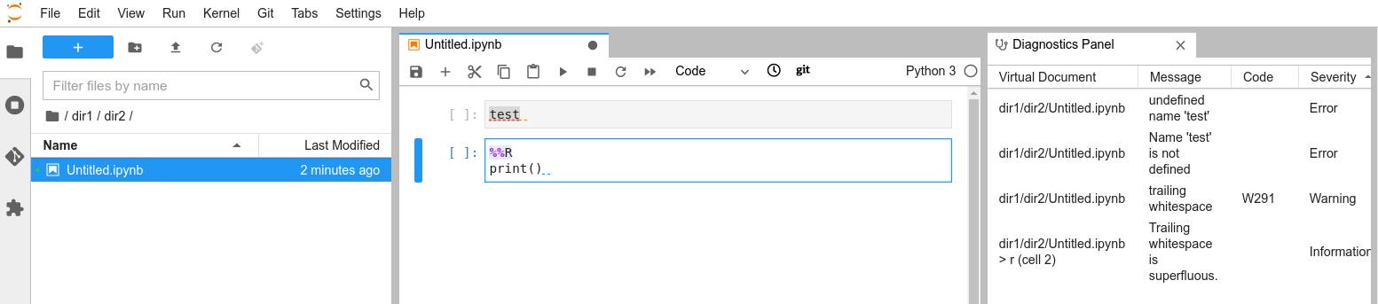 Diagnostics Panel Shows Full Path When Multiple Languages Are Used · Issue 515 · Jupyter Lsp 8840