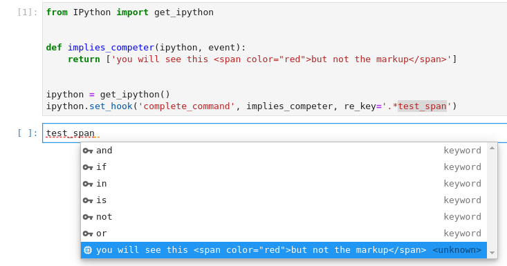 HTML/XML markup is removed from the completer label · Issue #9790 ...