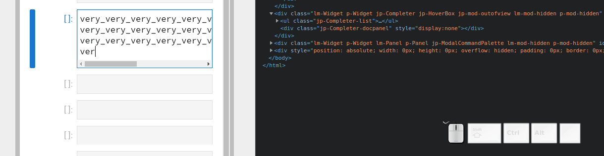Long completion of long token on narrow screens results in completer hidden as "out of view ...