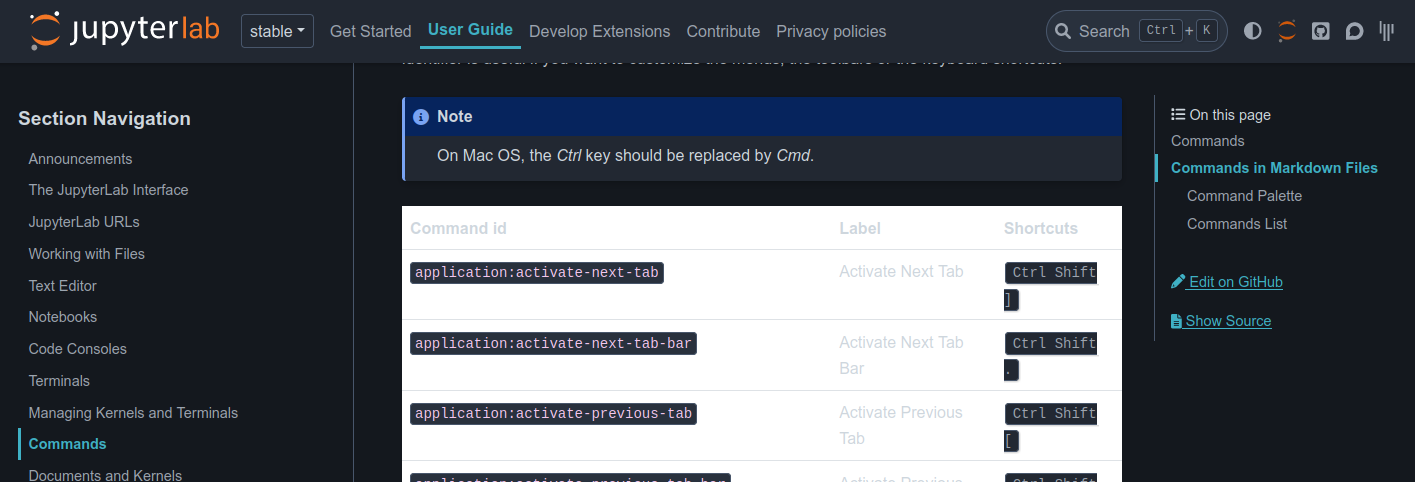 The commands list in documentation dark mode has very poor contrast ... The commands list in documentation dark mode has very poor contrast ...