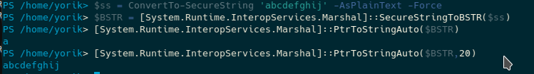 [System.Runtime.InteropServices.Marshal]::PtrToStringAuto returns only 1 symbol is length ...