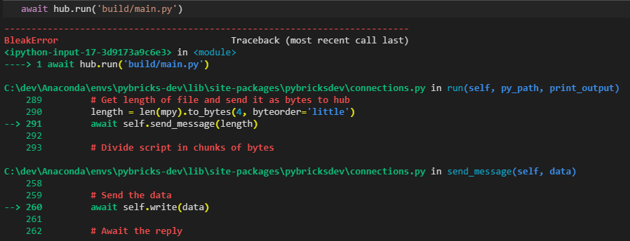 [Bug] pybricksdev-demo basics.ipynb BleakError · Issue #207 · pybricks ...