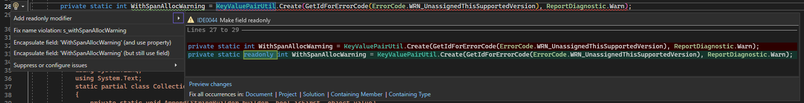 When a variable initializer has incompatible type, the editor should offer to change the ...