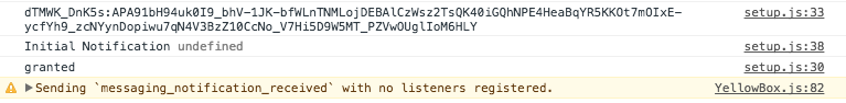 iOS error: Sending `messaging_notification_received` with no listeners registered · Issue #707 ...