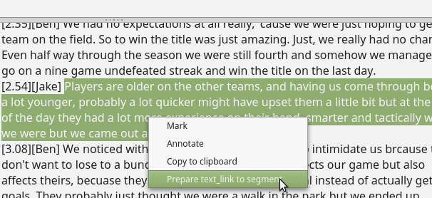 Assigning an audio clip to a transcribed segment · Issue #65 · ccbogel/QualCoder · GitHub