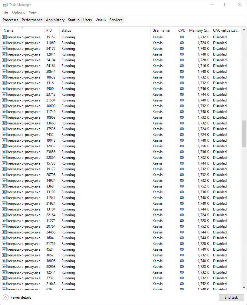 Keepassxc-proxy.exe continually respawns/crashes when keepassxc isn't running, blocking update ...