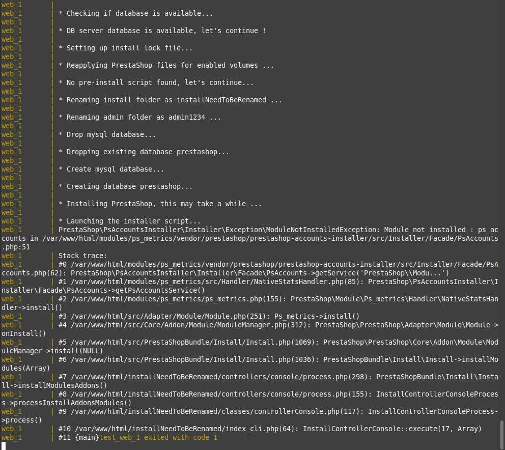 Docker-compose up failed after clone develop branch · Issue #26827 · PrestaShop/PrestaShop · GitHub