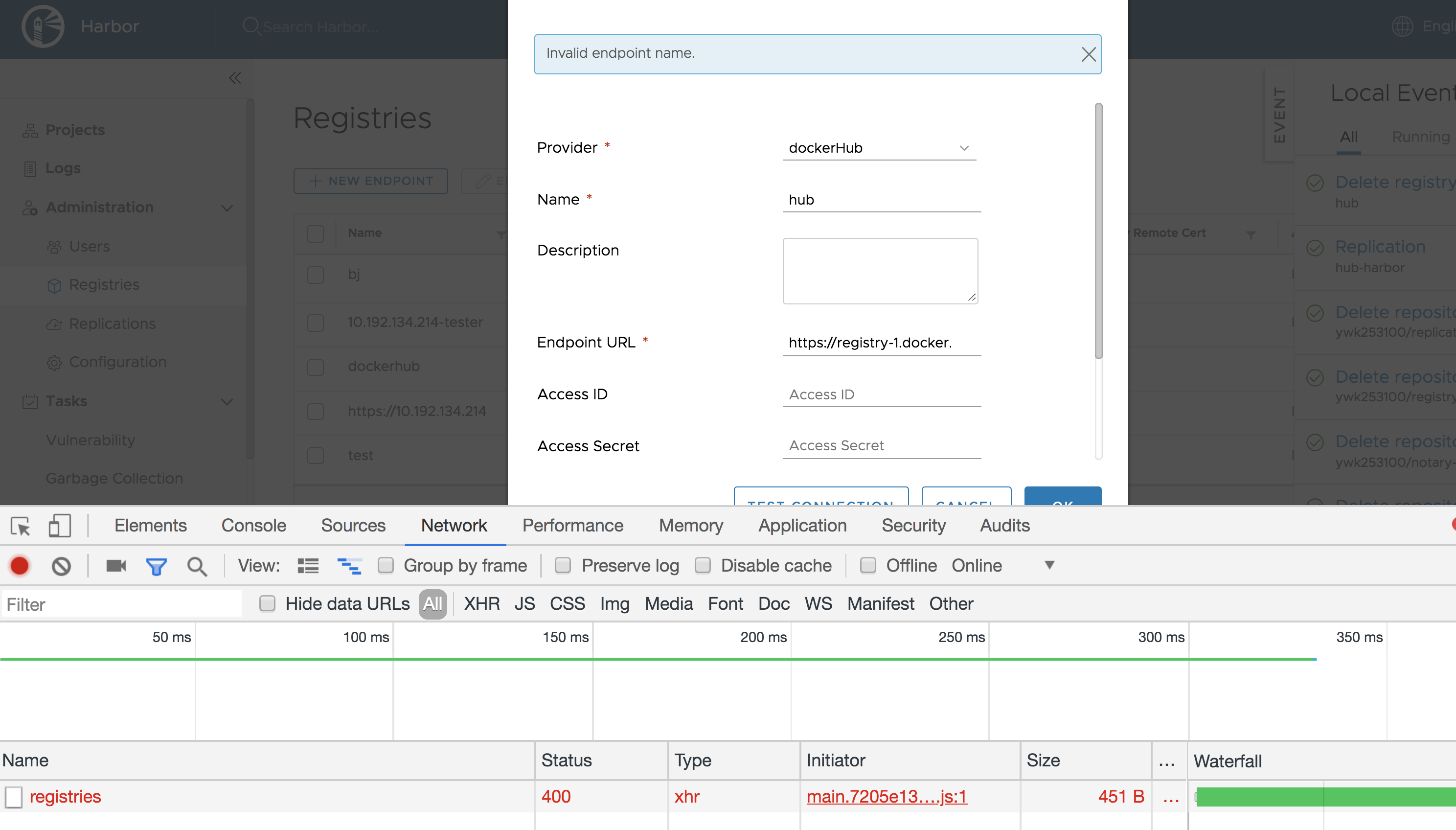 Wrong error message is shown to users when creating registries · Issue ...