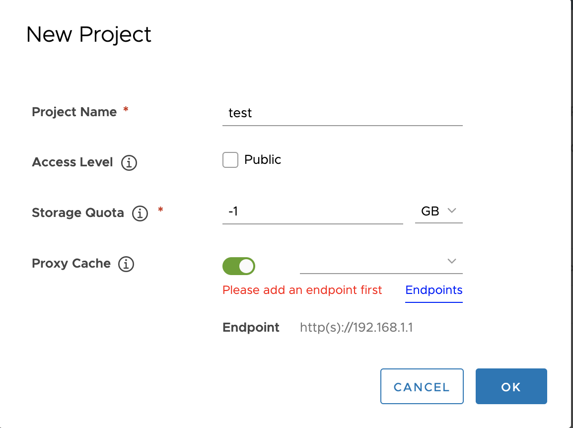 The "OK" button should be disabled when trying to creating a proxy project but no endpoints ...