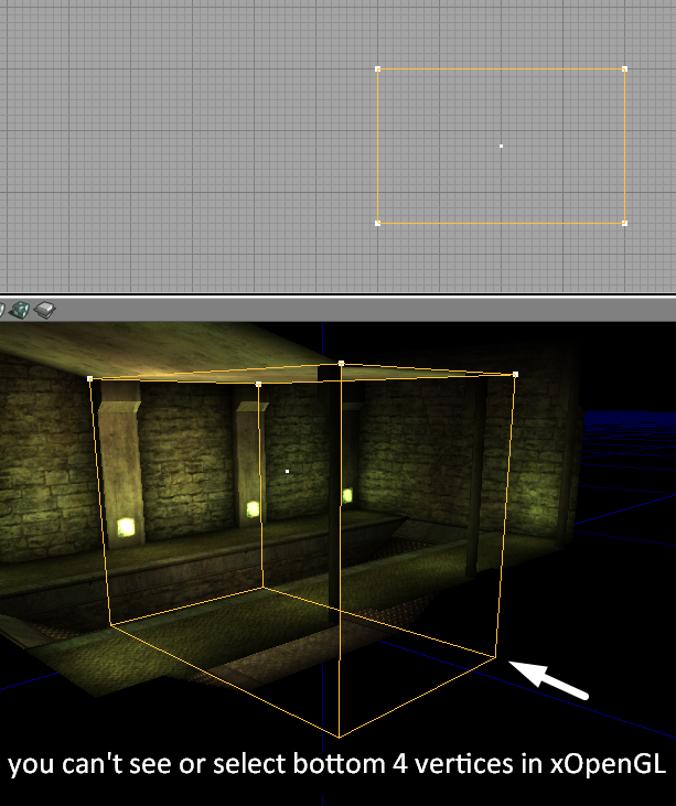 [469c-RC4] XOpenGL 3D Viewport bug: You can't see vertices or origin point of "specific" brushes ...