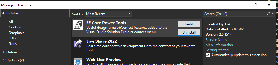 Missing Context Menu · Issue #1857 · ErikEJ/EFCorePowerTools · GitHub