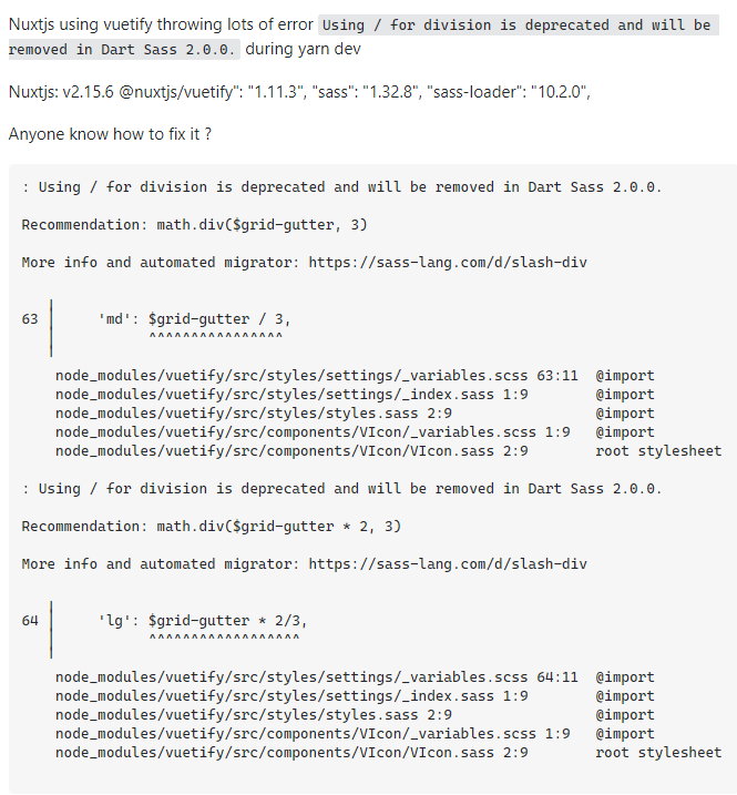 [Feature Request] Sass 2 support · Issue #13703 · vuetifyjs/vuetify · GitHub