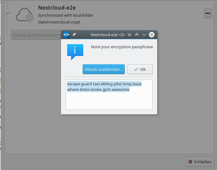 Better Explanation For Encryption Passphrase · Issue 149 · Nextclouddesktop · Github