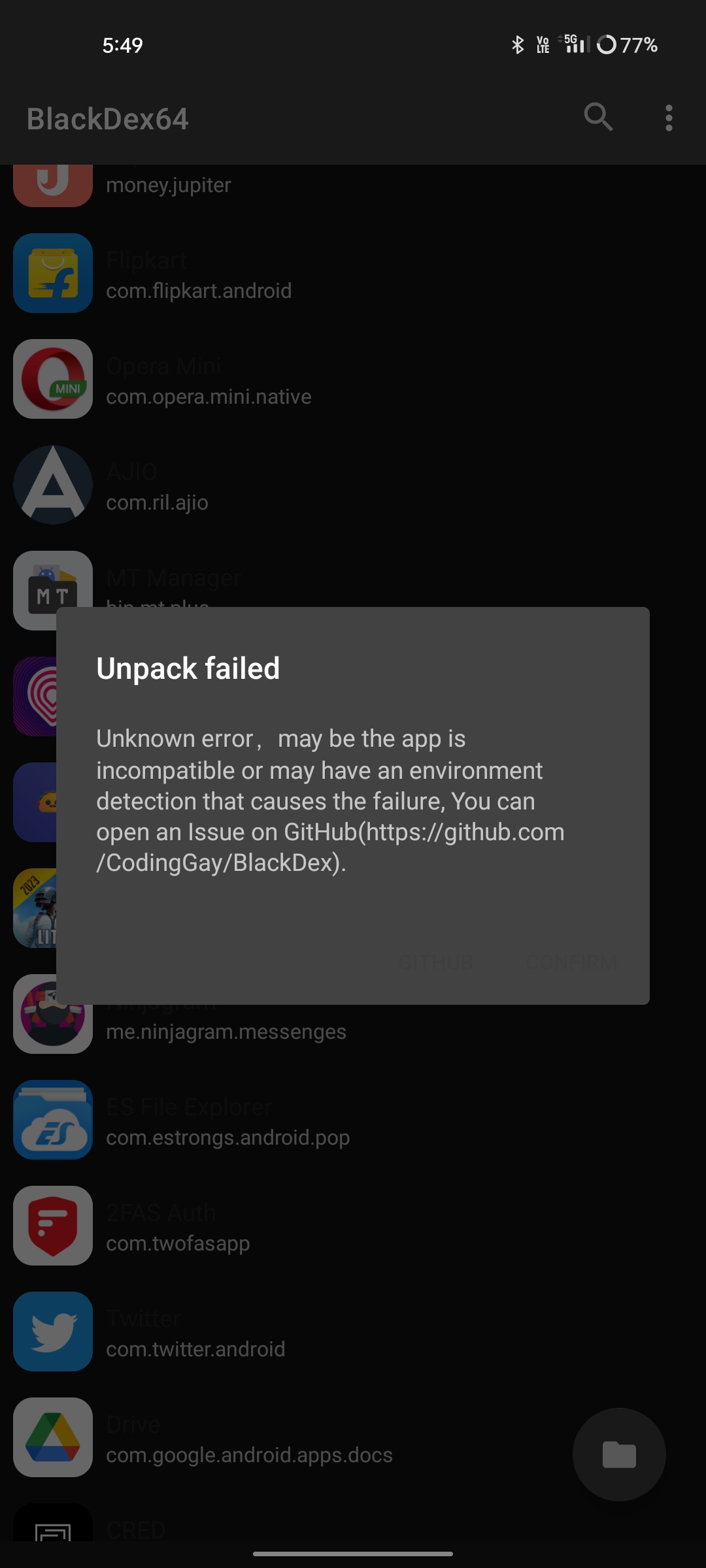 Not working · Issue #117 · CodingGay/BlackDex · GitHub