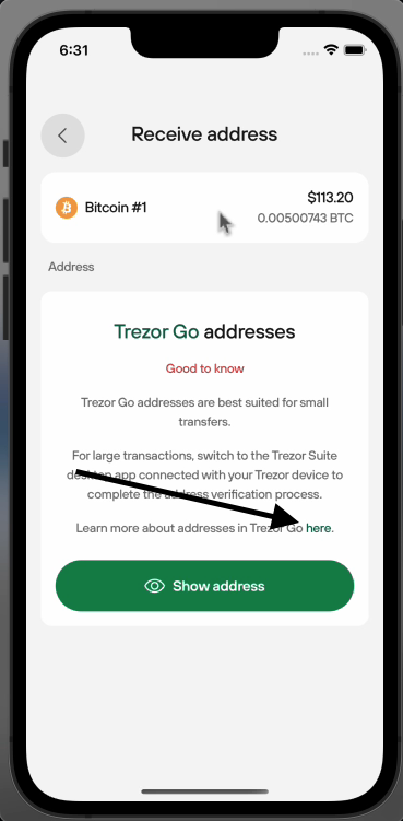 URL for link in Receive flow · Issue #7486 · trezor/trezor-suite · GitHub