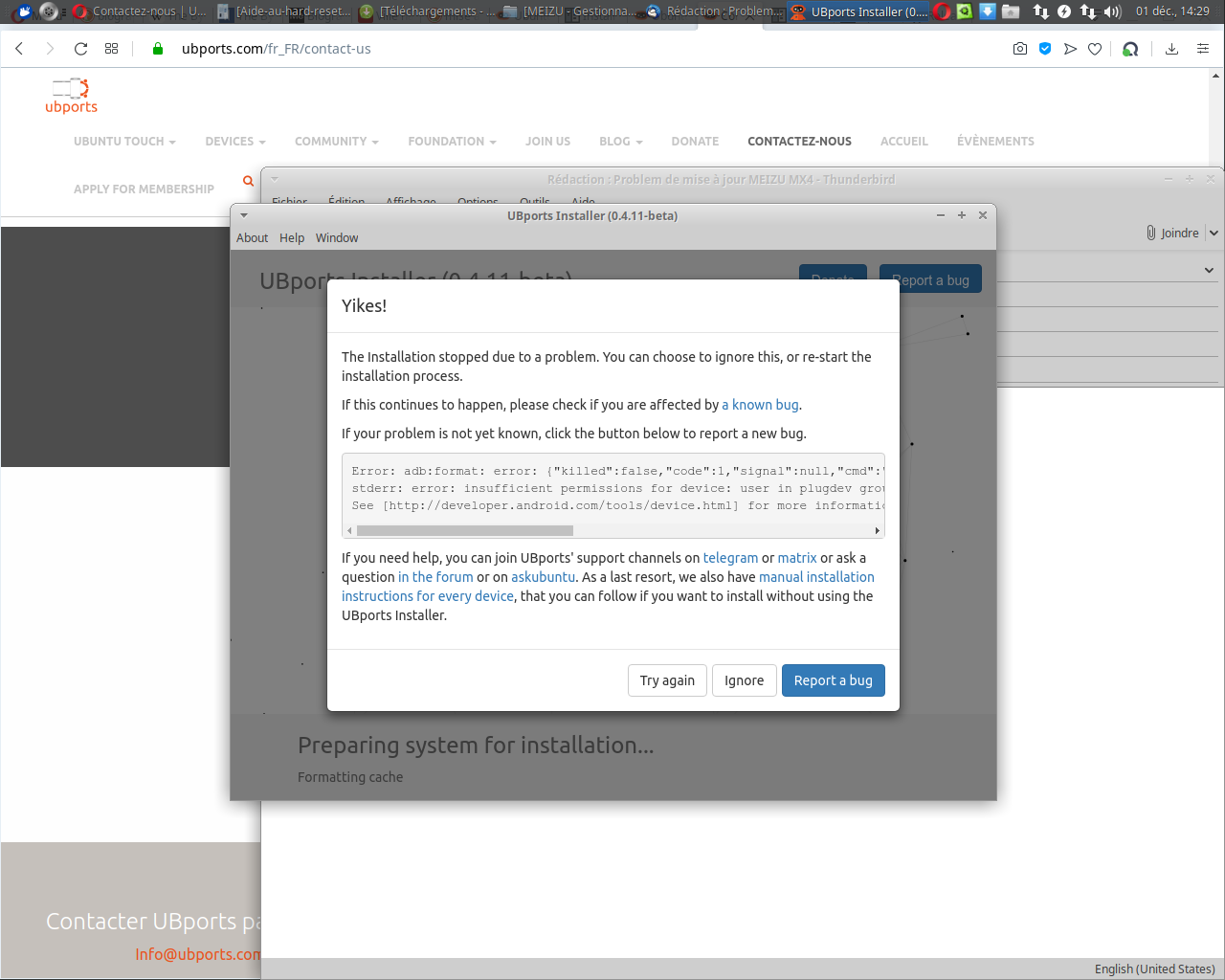 Error: adb:format: error: {"killed":false,"code":1,"signal":null,"cmd":"/opt/ubports-installer ...