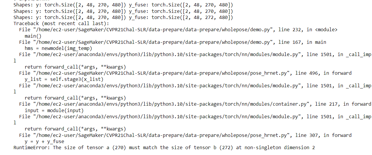 Runtimeerror The Size Of Tensor A 270 Must Match The Size Of Tensor B 272 At Non Singleton