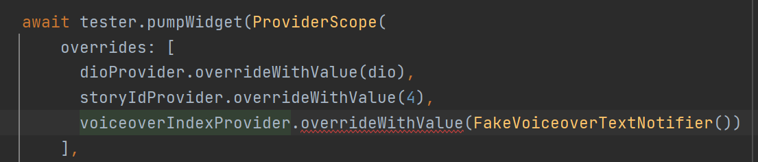 The method 'overrideWithValue' isn't defined for the type ...