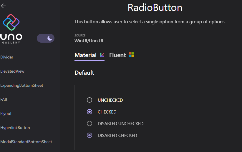 [Gallery][Wasm] Unchecked Material Radio button is not working properly ...