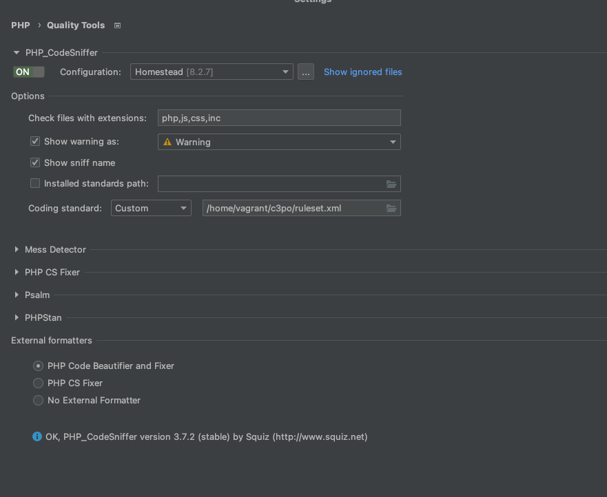 Installed the package but unable to configure phpcs on PHPStorm. · Issue #115 · tighten/duster ...