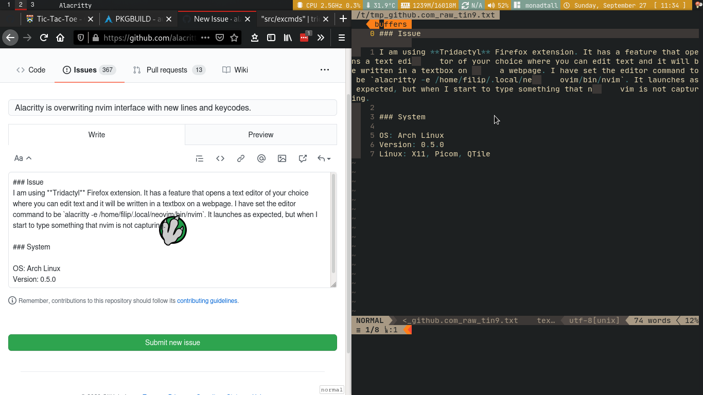 Nvim in Alacritty is behaving weirdly when executed with alacritty -e nvim. · Issue #4261 ...
