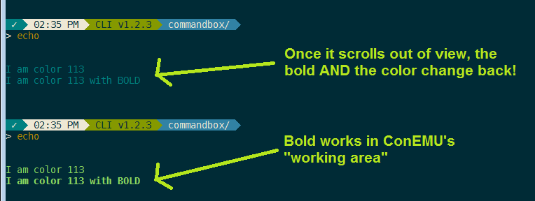 AttributedString loses bold in some cases in Windows CMD · Issue #218 · jline/jline3 · GitHub