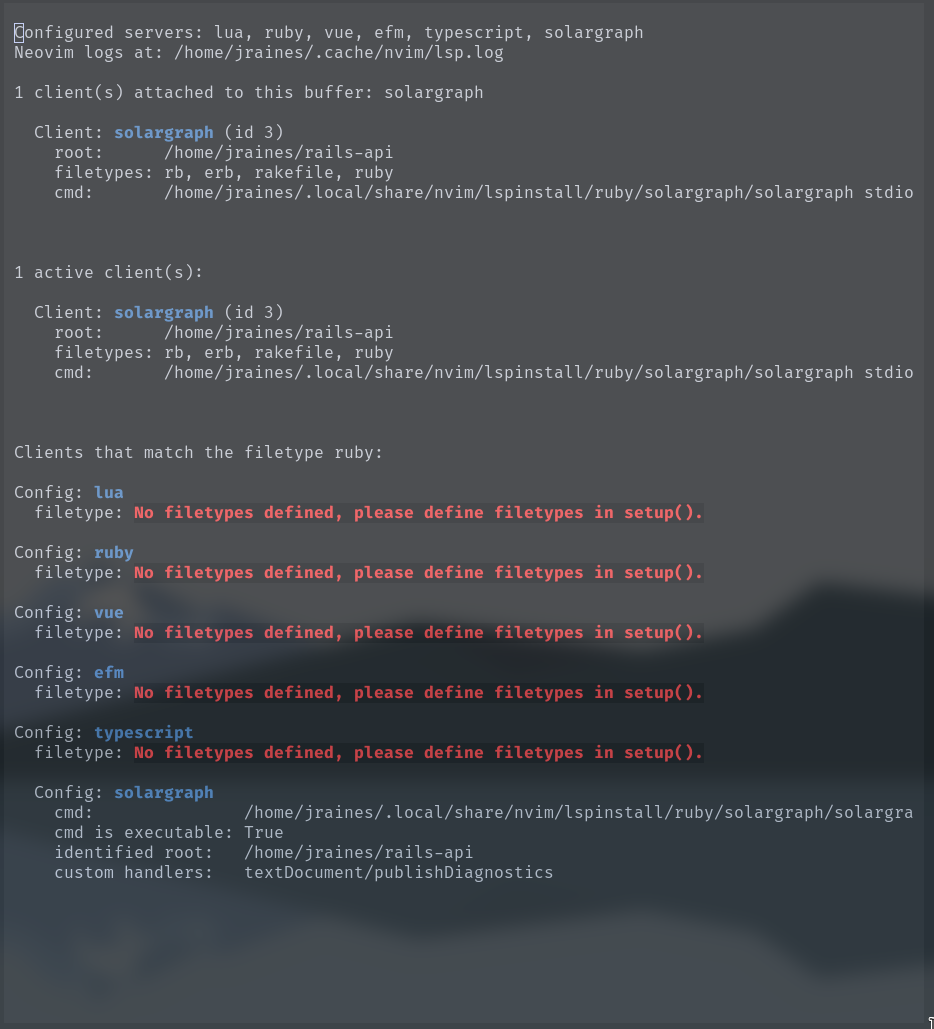 [Bug]: No Diagnostics on Ruby · Issue #945 · LunarVim/LunarVim · GitHub