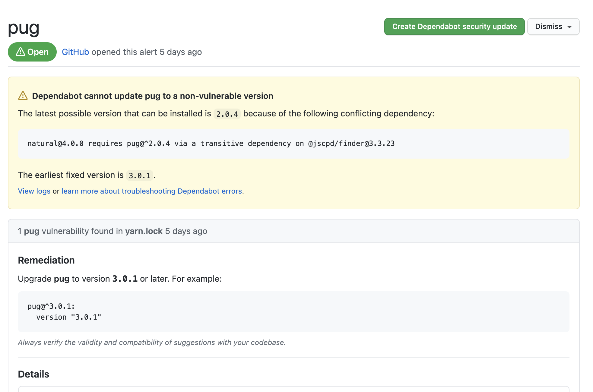 Pug security error · Issue #588 · NaturalNode/natural · GitHub