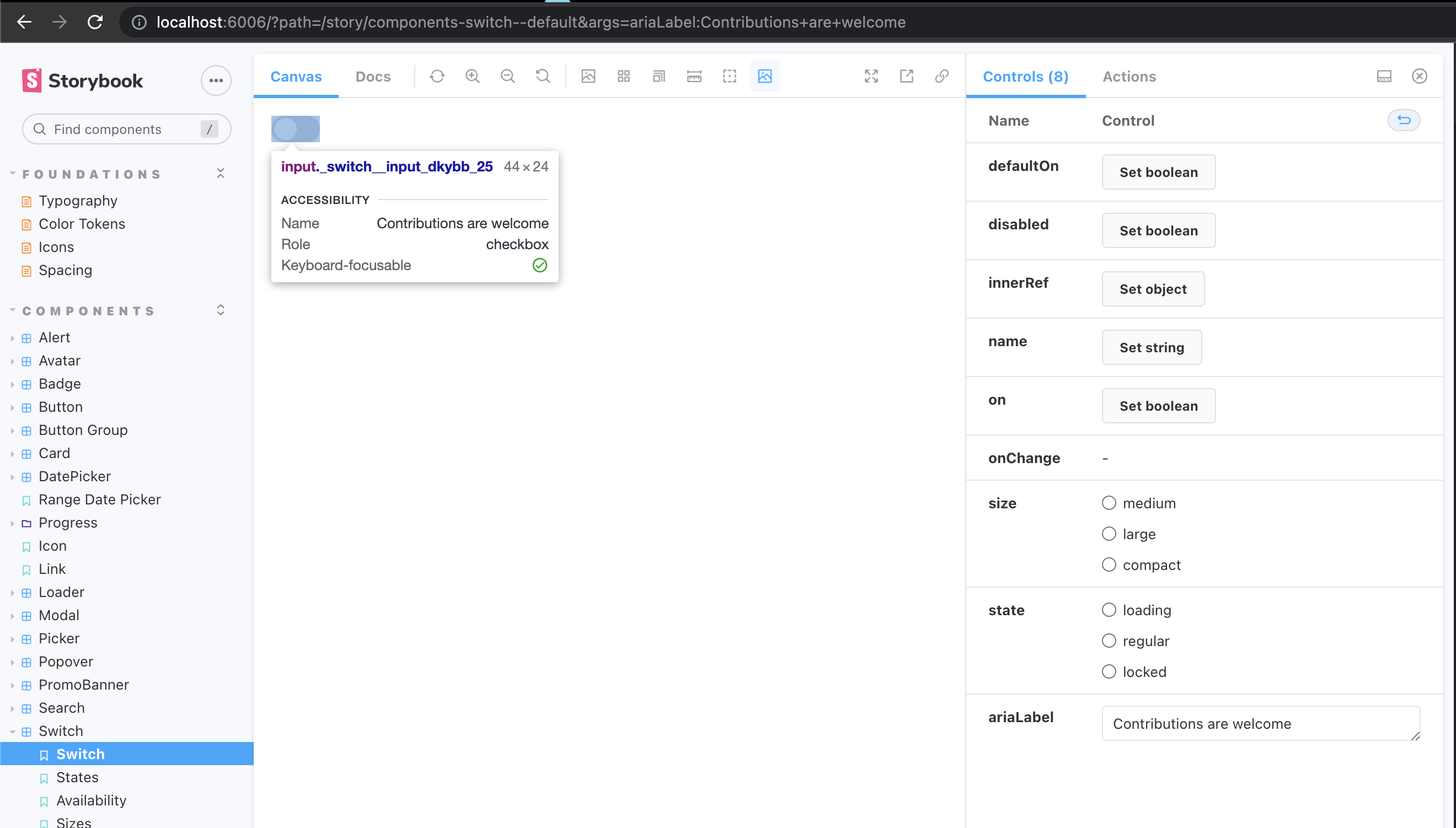 [Switch] Allow setting accessible name for switch input element · Issue #444 · livechat/design ...