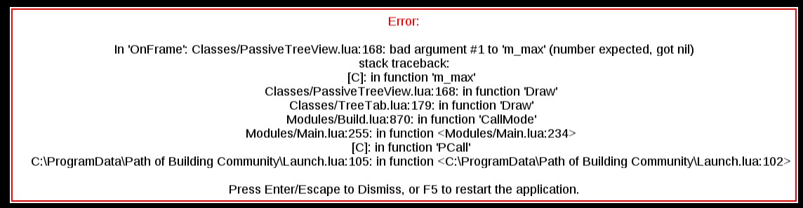 Error loading a build · Issue #1259 · PathOfBuildingCommunity ...