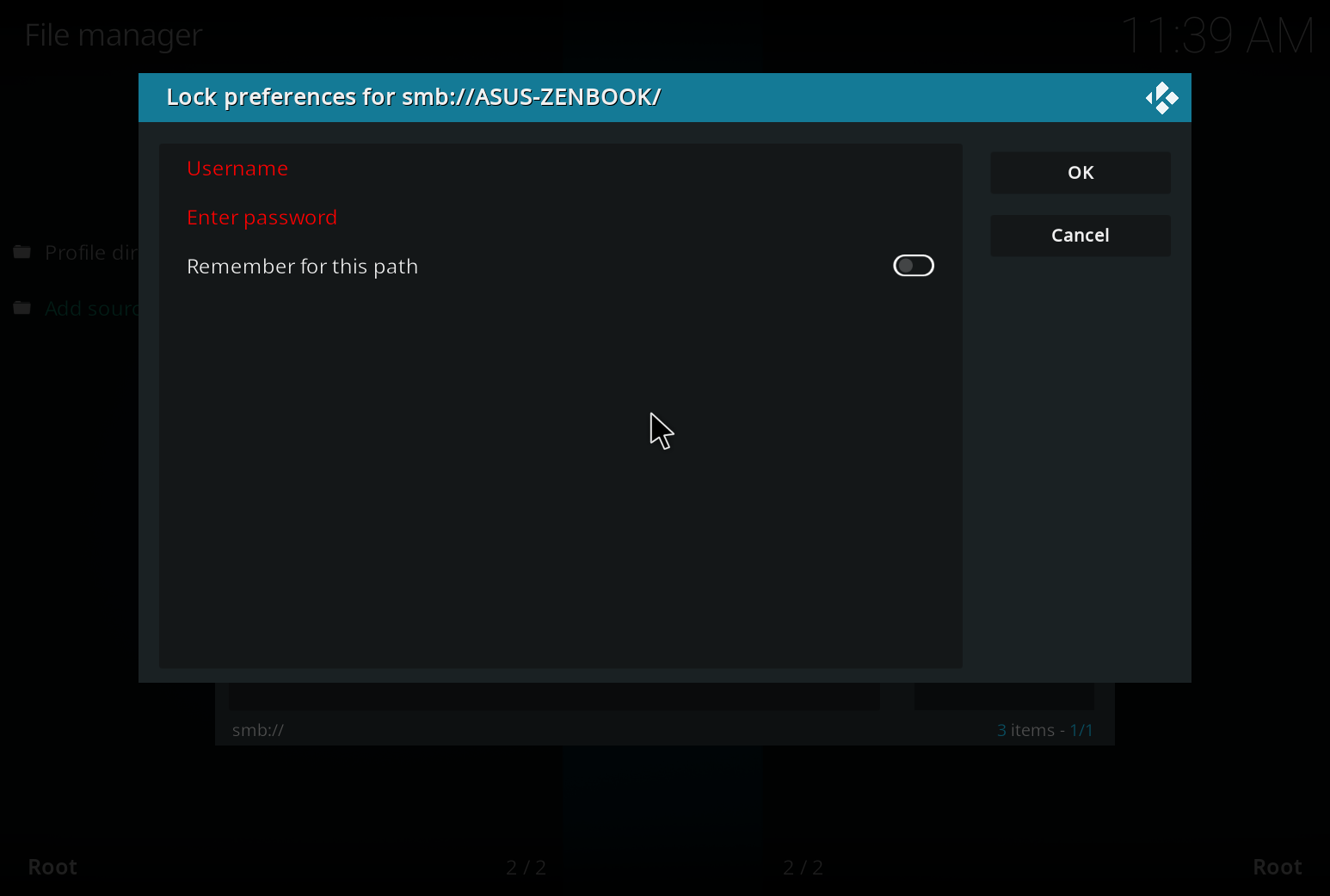 Kodi prompts for username/password to access an passwordless SMBv3 ...