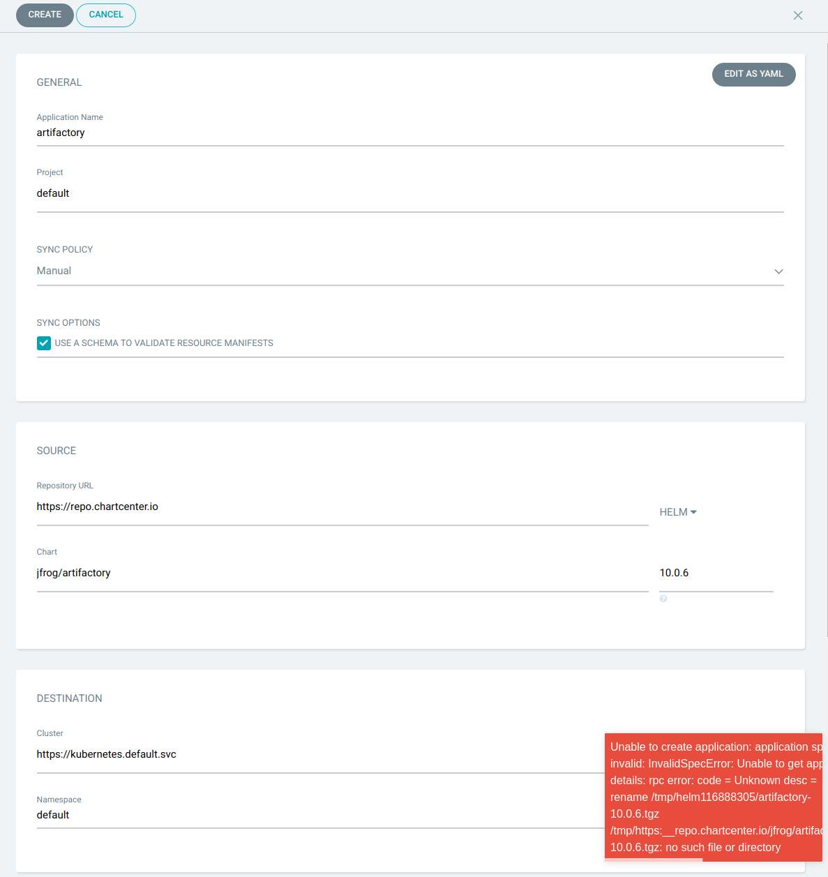 None of the charts from JFrog's Helm repository can be installed via ...