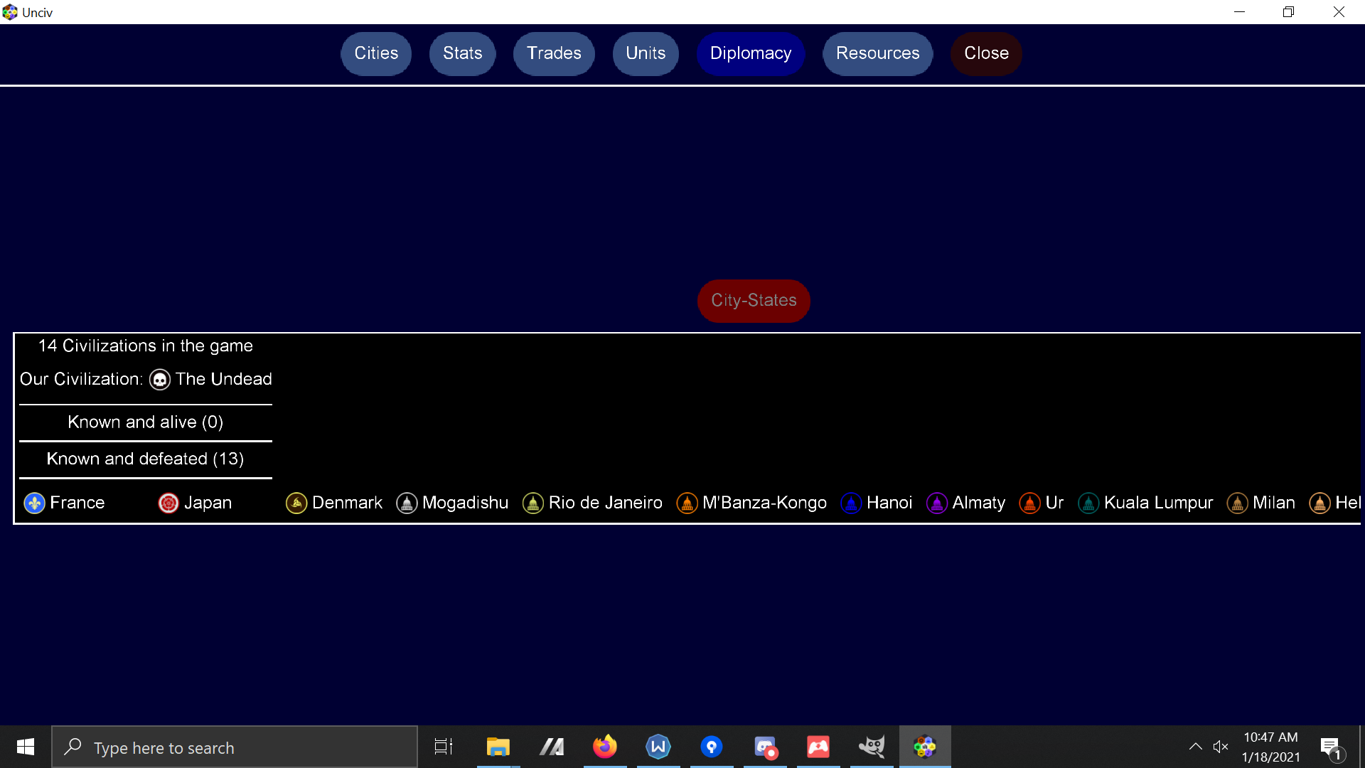 Defeated civs not stacking properly in diplomacy screen · Issue #3548 · yairm210/Unciv · GitHub