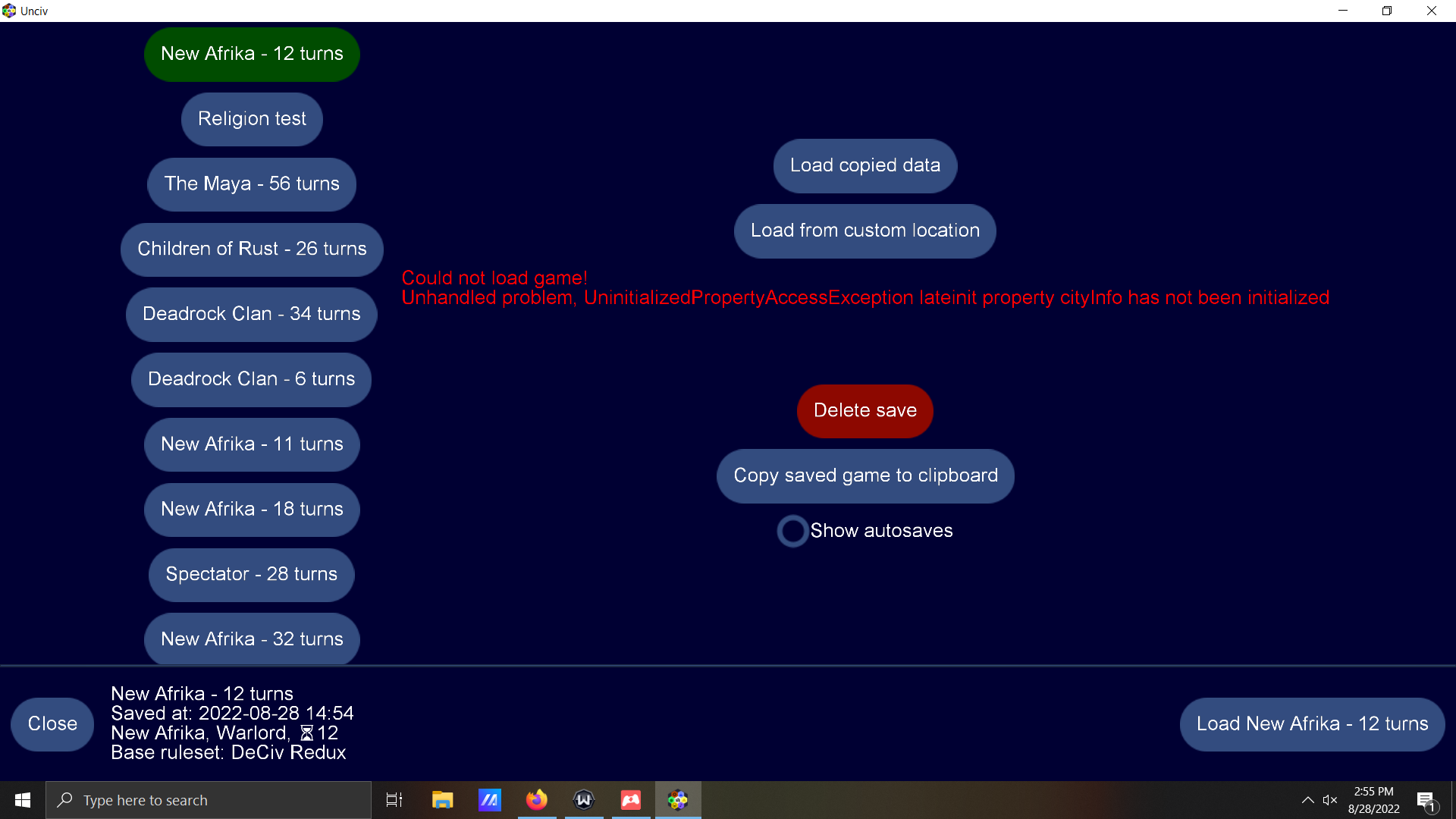 Unable to load saved game: "cityInfo has not been initialized" · Issue #7717 · yairm210/Unciv ...