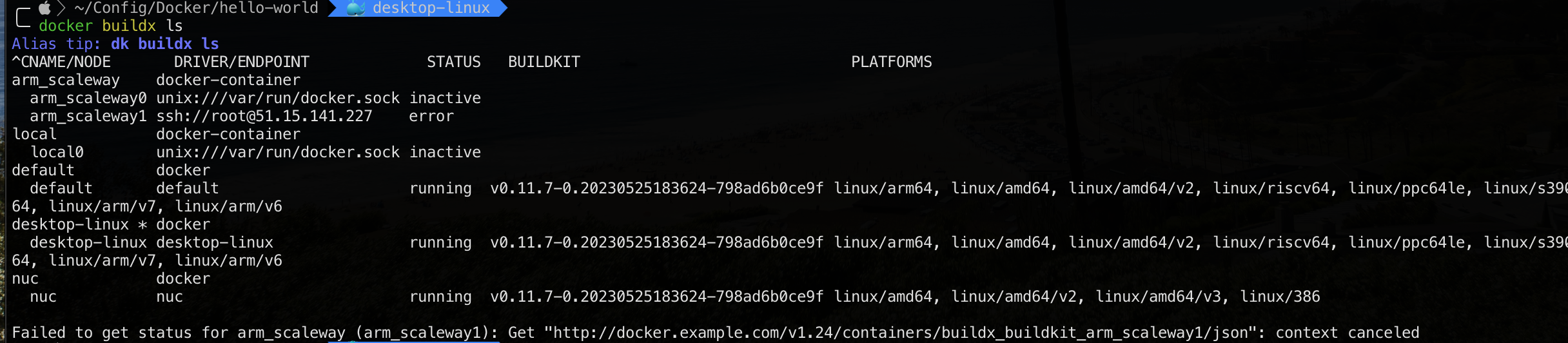 docker build with --context tags the image build from the origin host not the context one ...
