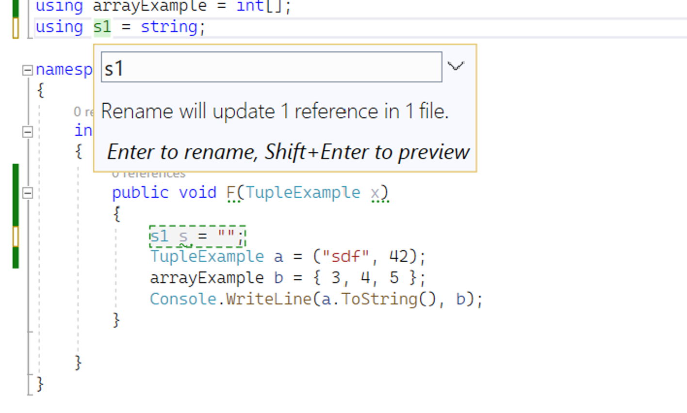 Rename Does Not Work With Alias To Any Type For Tuples And Arrays