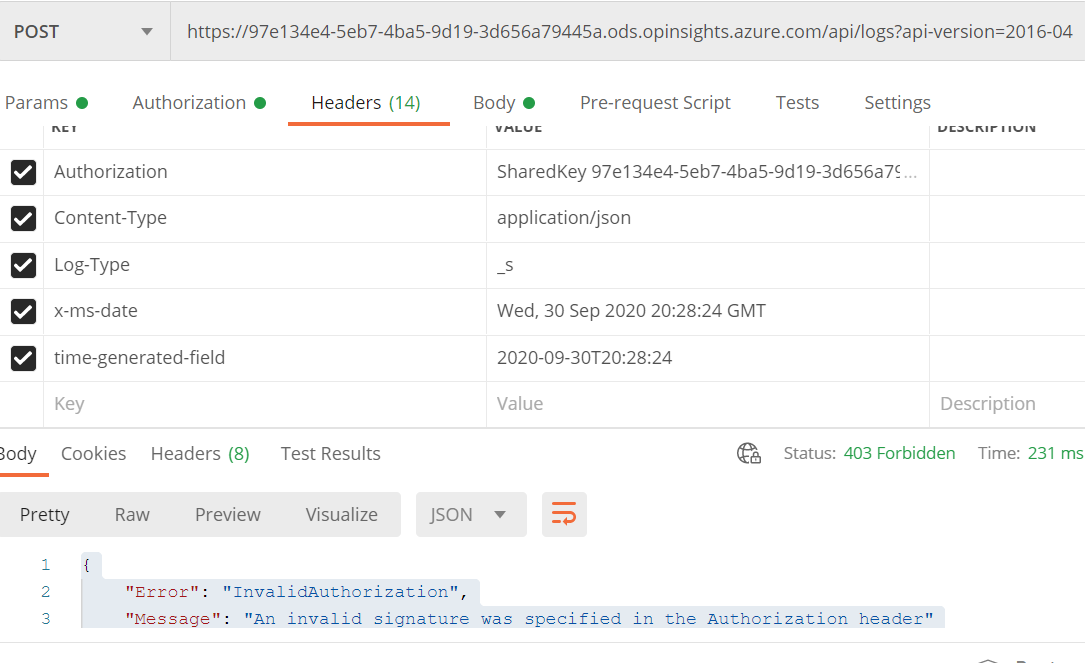 An invalid signature was specified in the Authorization header · Issue ...
