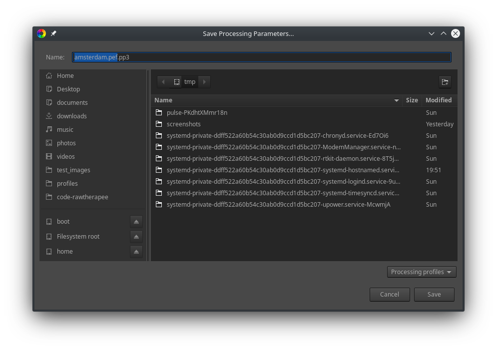 Save profile file dialog is untitled but Load profile file dialog has ...