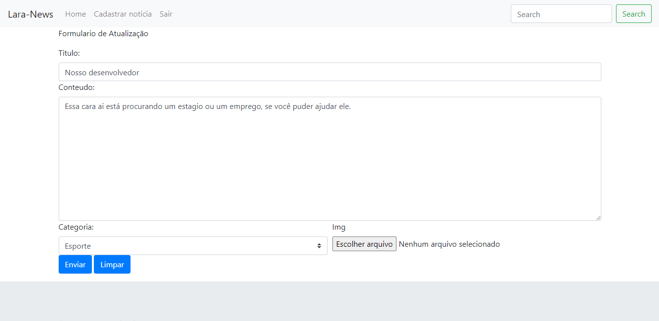 GitHub - FlorisvaldoAntonio2/Lara-news: Site de notícias, com o framework PHP Laravel.