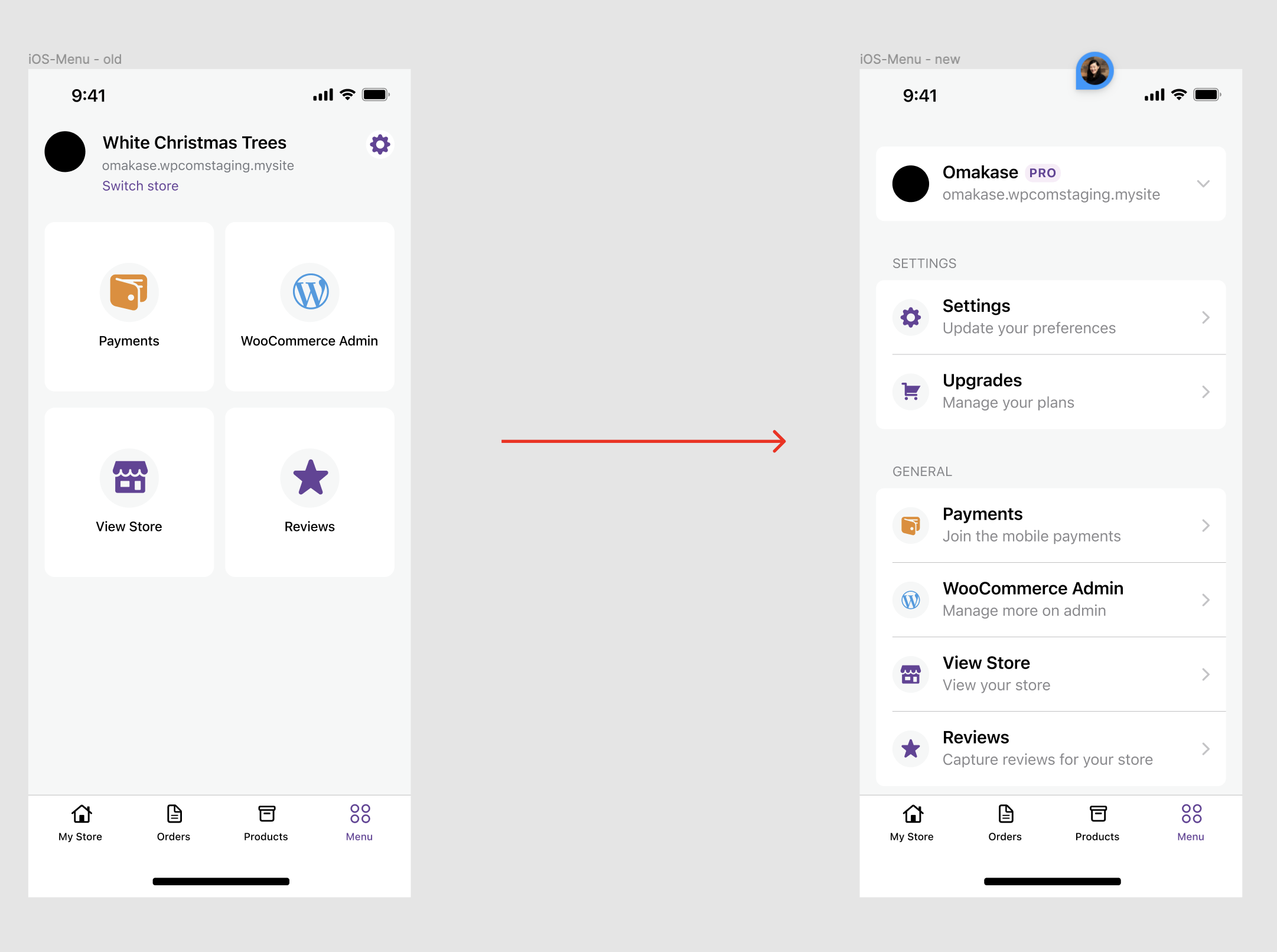 [Free Trial] [Epic] Redesign menu screen · Issue #8469 · woocommerce/woocommerce-android · GitHub