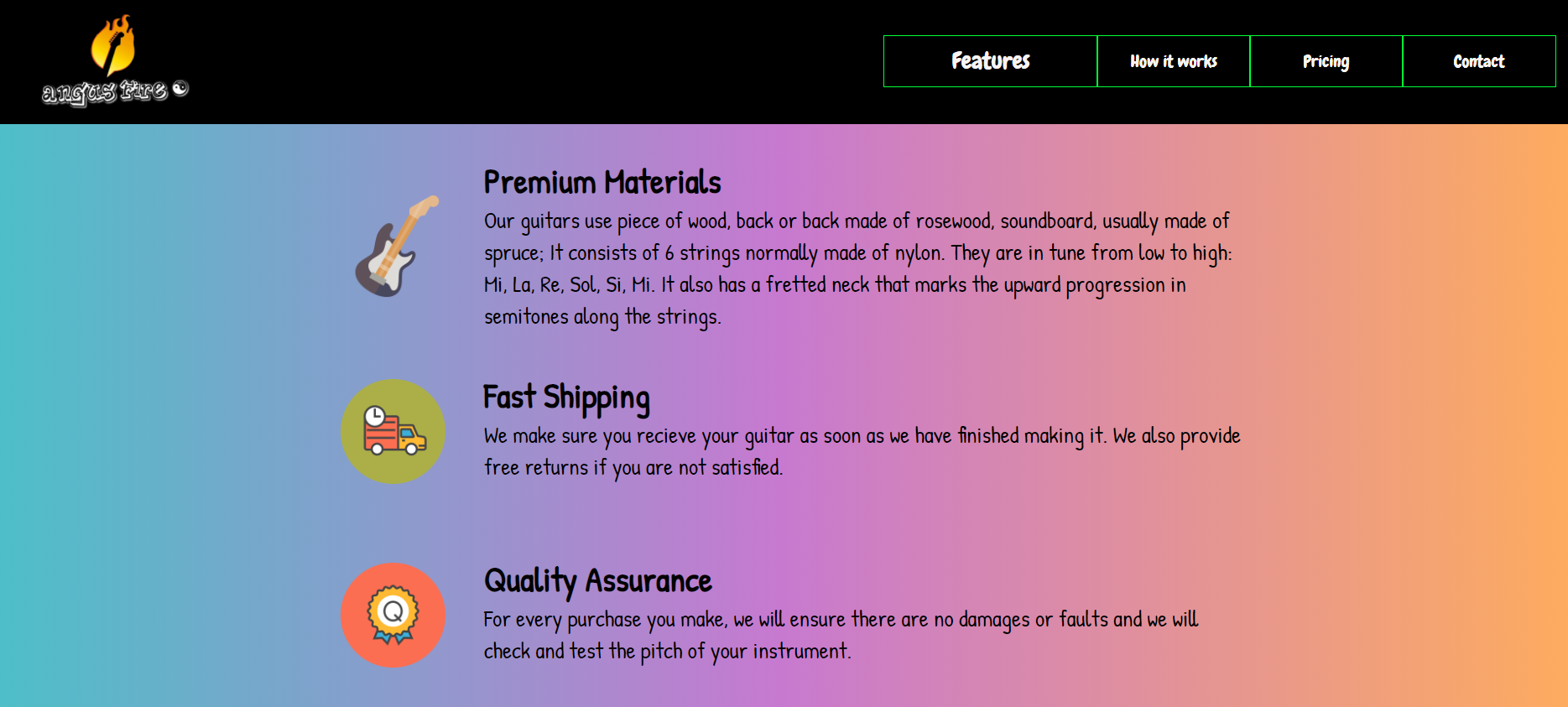 GitHub - roxanaisadora/angus_fire: page designed for the sale of both water and electric guitars