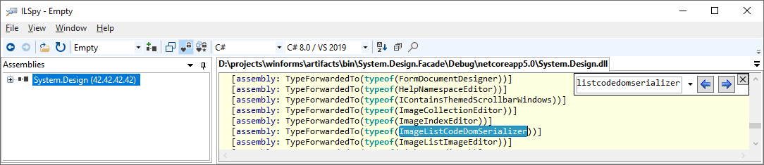 System.Windows.Forms.Design.ImageListCodeDomSerializer appears to be ...