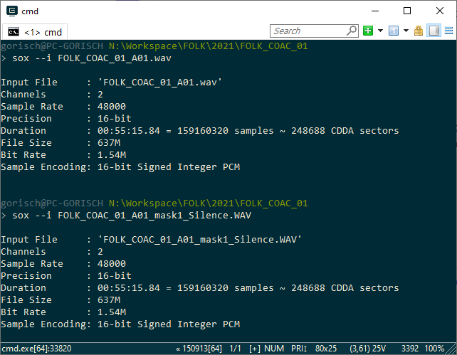 Masker WAV-file after masking header chunk size does not match file ...