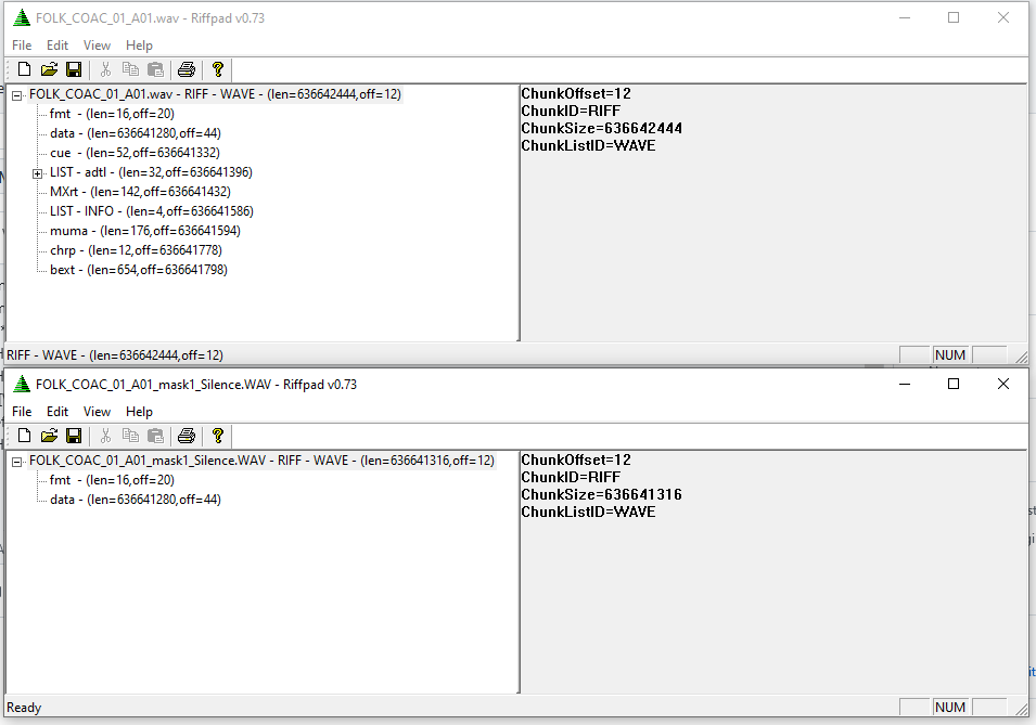 Masker WAV-file after masking header chunk size does not match file ...