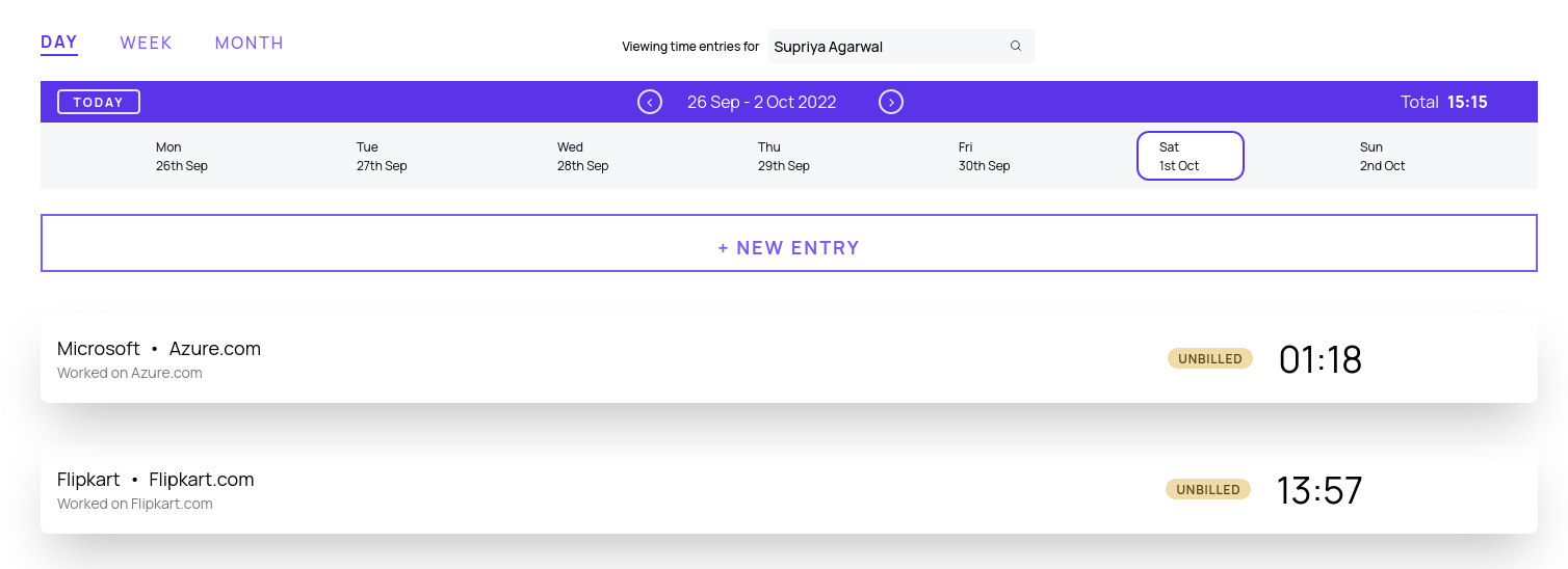 The Dates Are Not Displayed Correctly On Day And Week View Of Time Tracking Page · Issue 685