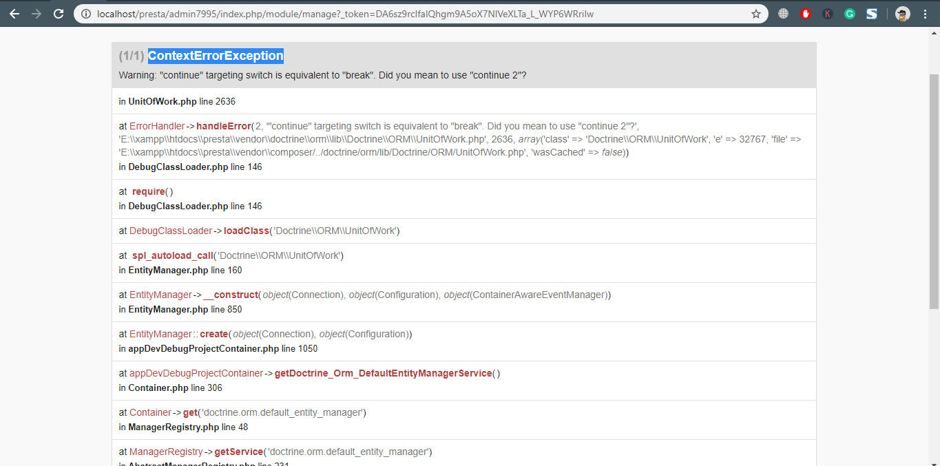 ContextErrorException on local host · Issue #16926 · PrestaShop/PrestaShop · GitHub